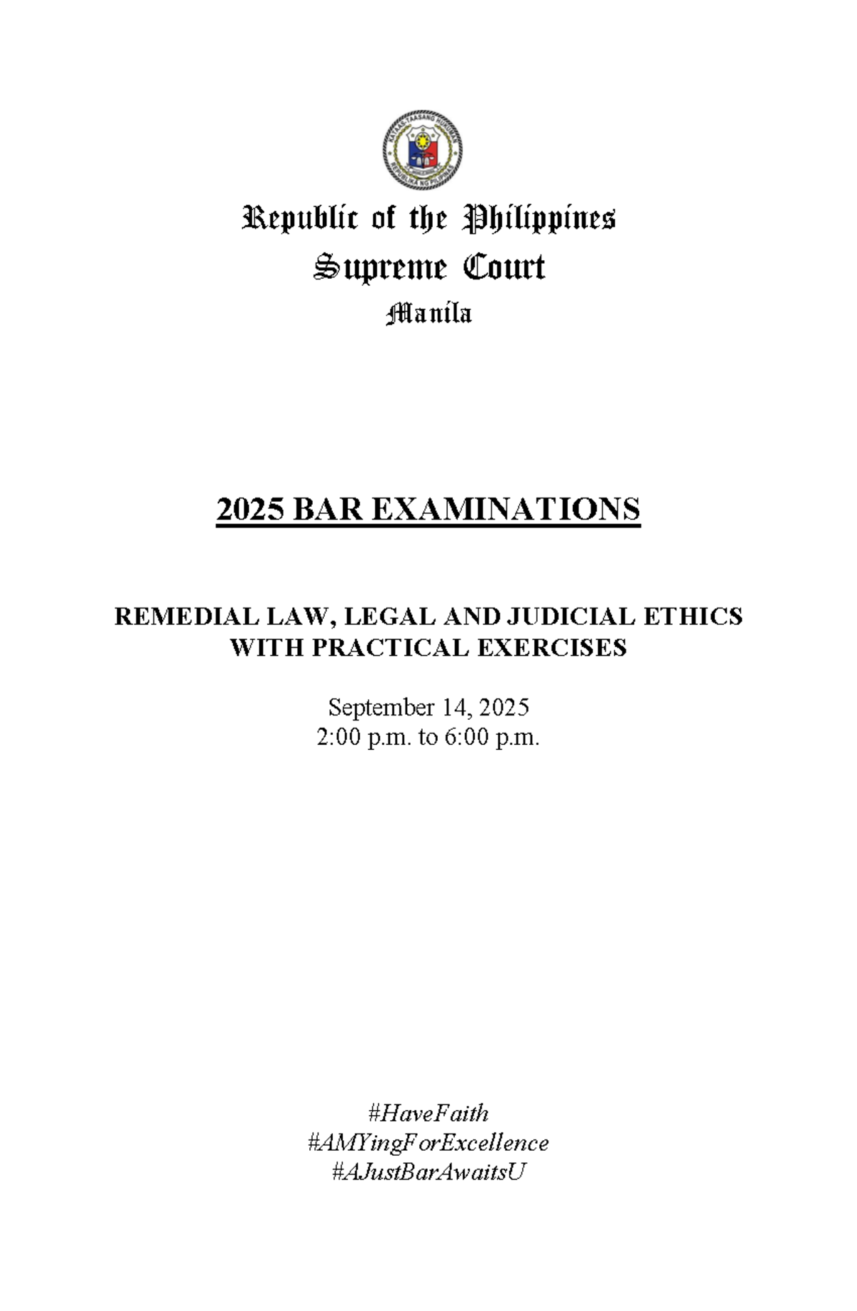Philippines 2025 BAR EXAM: Remedial Law & Legal Ethics Review - Studocu