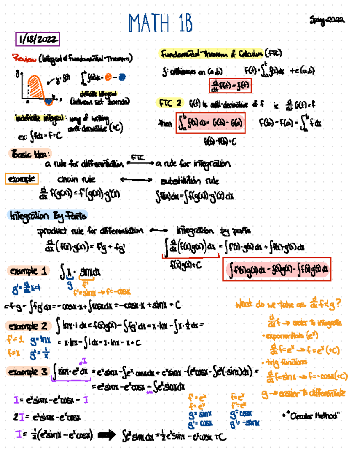 Math 1B Notes Spring 2022 - HAITH 1/ spring 2022 1/18 ...