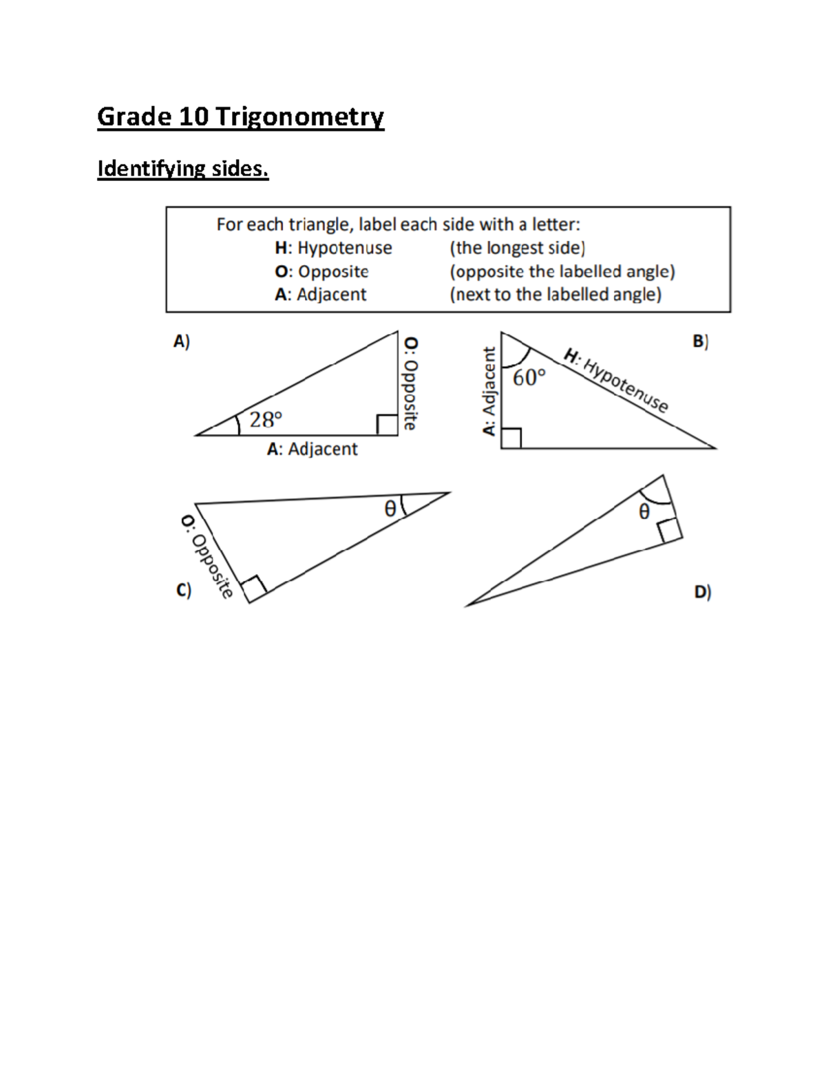 Grade 10 Trigonometry: Finding Ratios & Solving Triangles - Studocu