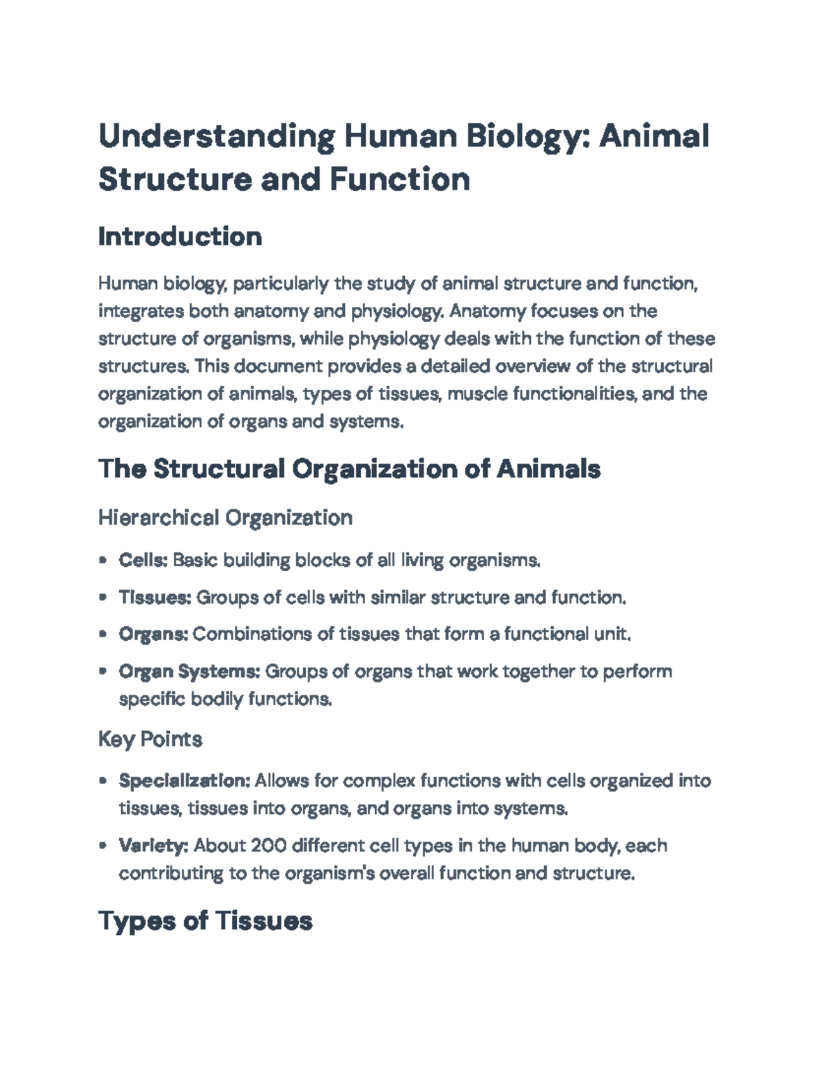 Comprehensive Overview of Human Biology: Structure & Function ...