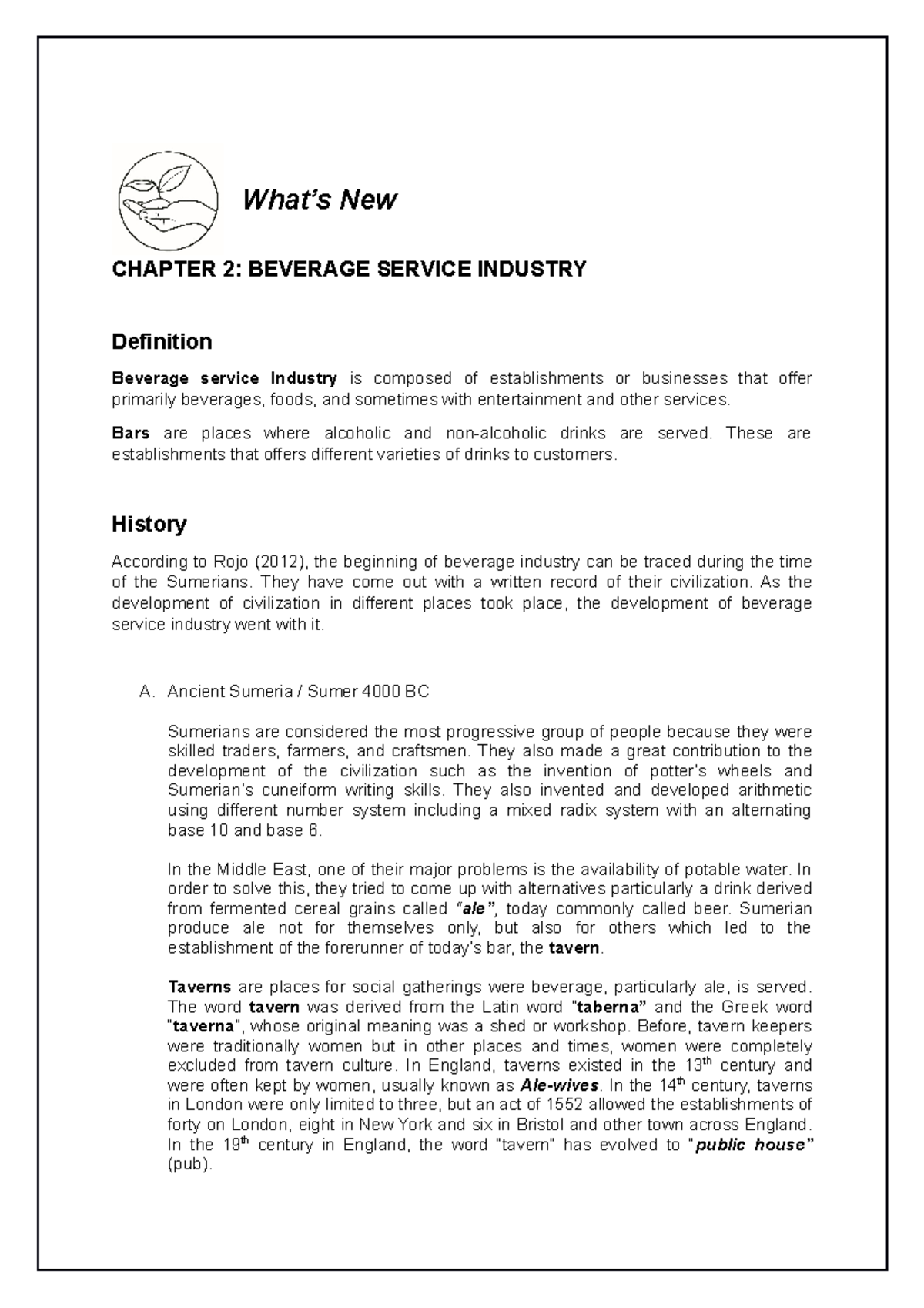 HMPE 4 Module 2: Insights into Beverage Service History and Trends ...