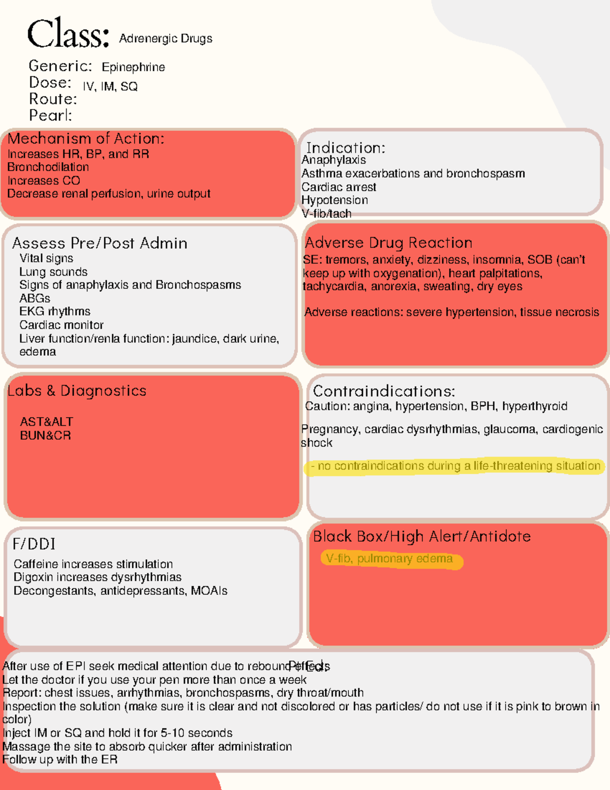 Epinephrine Medication Card: Mechanism, DDI, and Patient Education ...