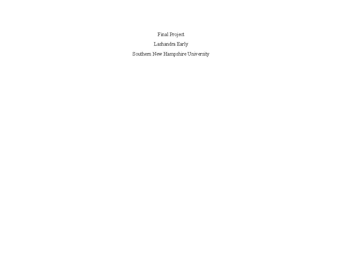 Final Project - HIM 350 - Lashandra Early Southern New Hampshire University After reading the ...