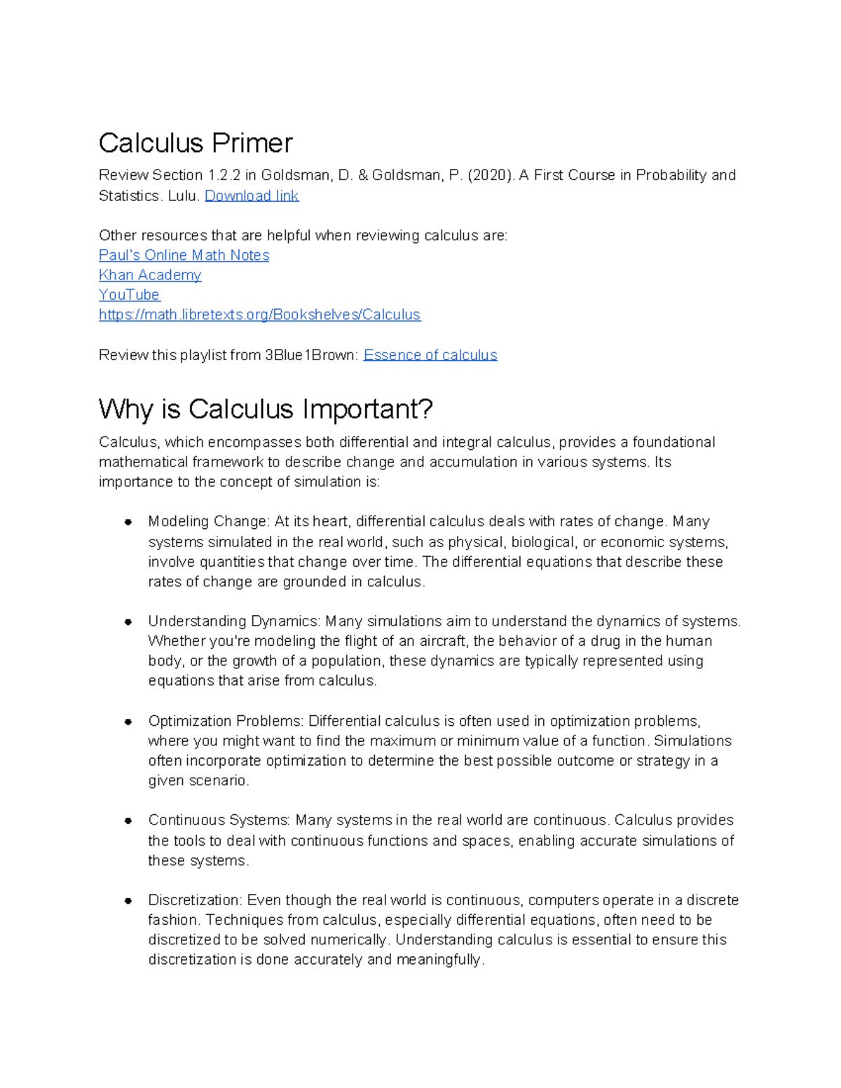 M2L1 Calculus Primer: Key Concepts and Applications - Studocu