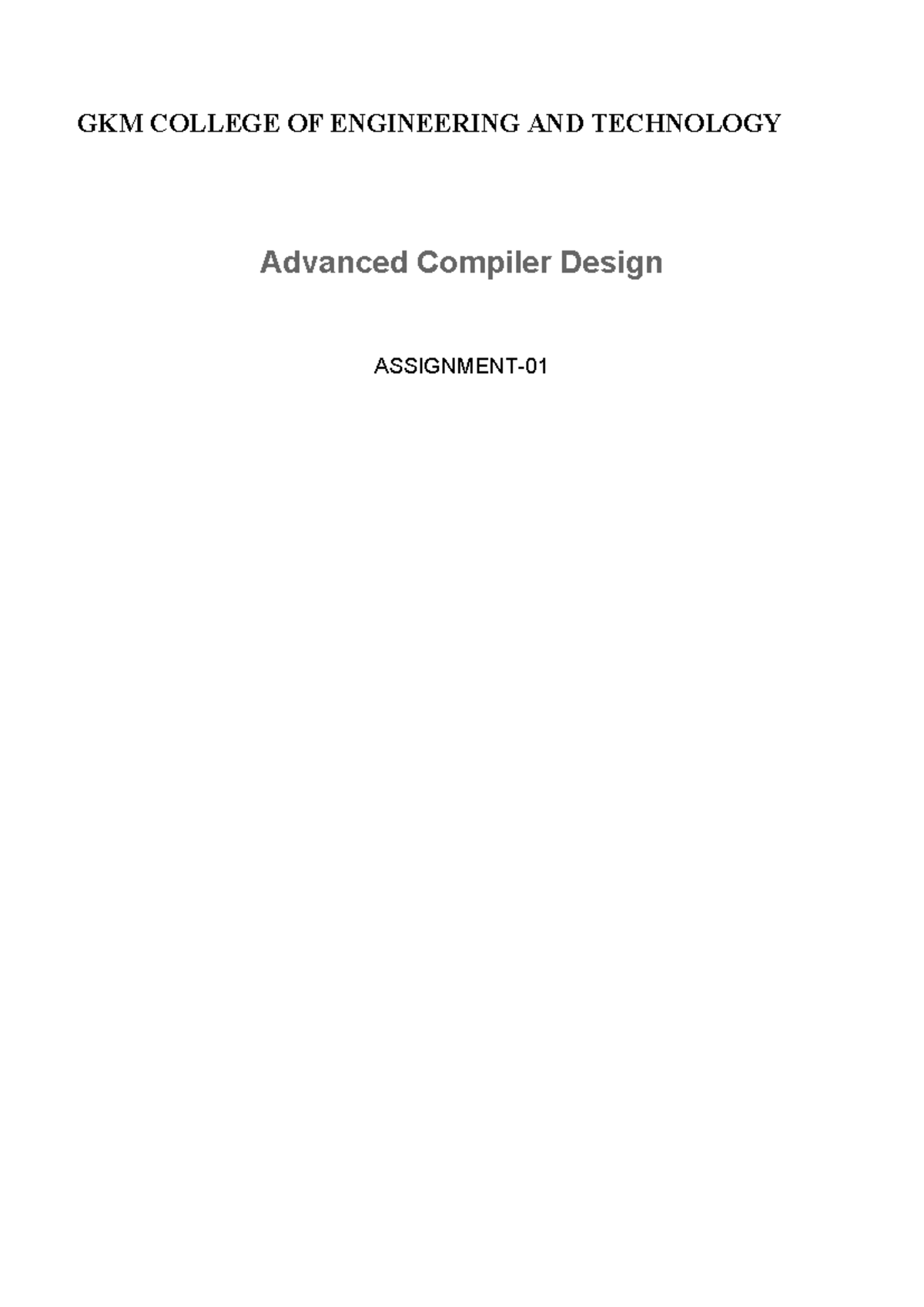 Advanced Compiler Design Assignment M.E BCS ANNA UNIVERSITY 2025 - Studocu