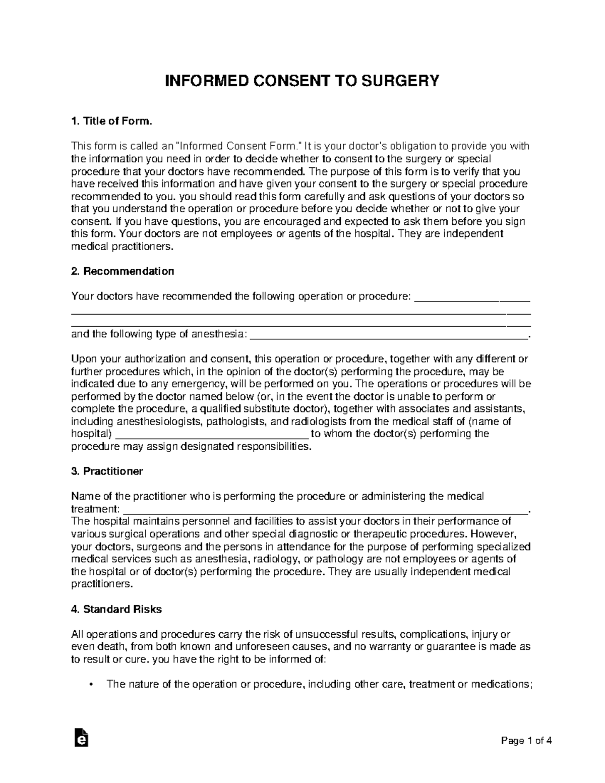 Surgical Consent Form - Important Notes and Guidelines - Studocu