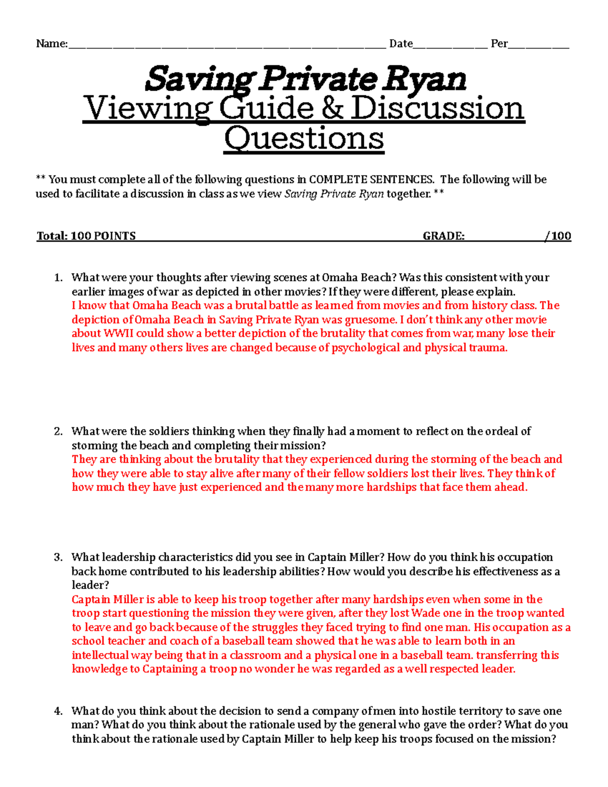 Saving Private Ryan Viewing Guide: Discussion Questions & Insights ...