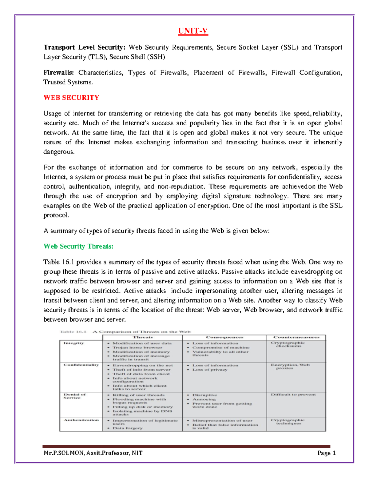 Transport Layer Security & Firewalls: Web Security Essentials (UNIT-V ...