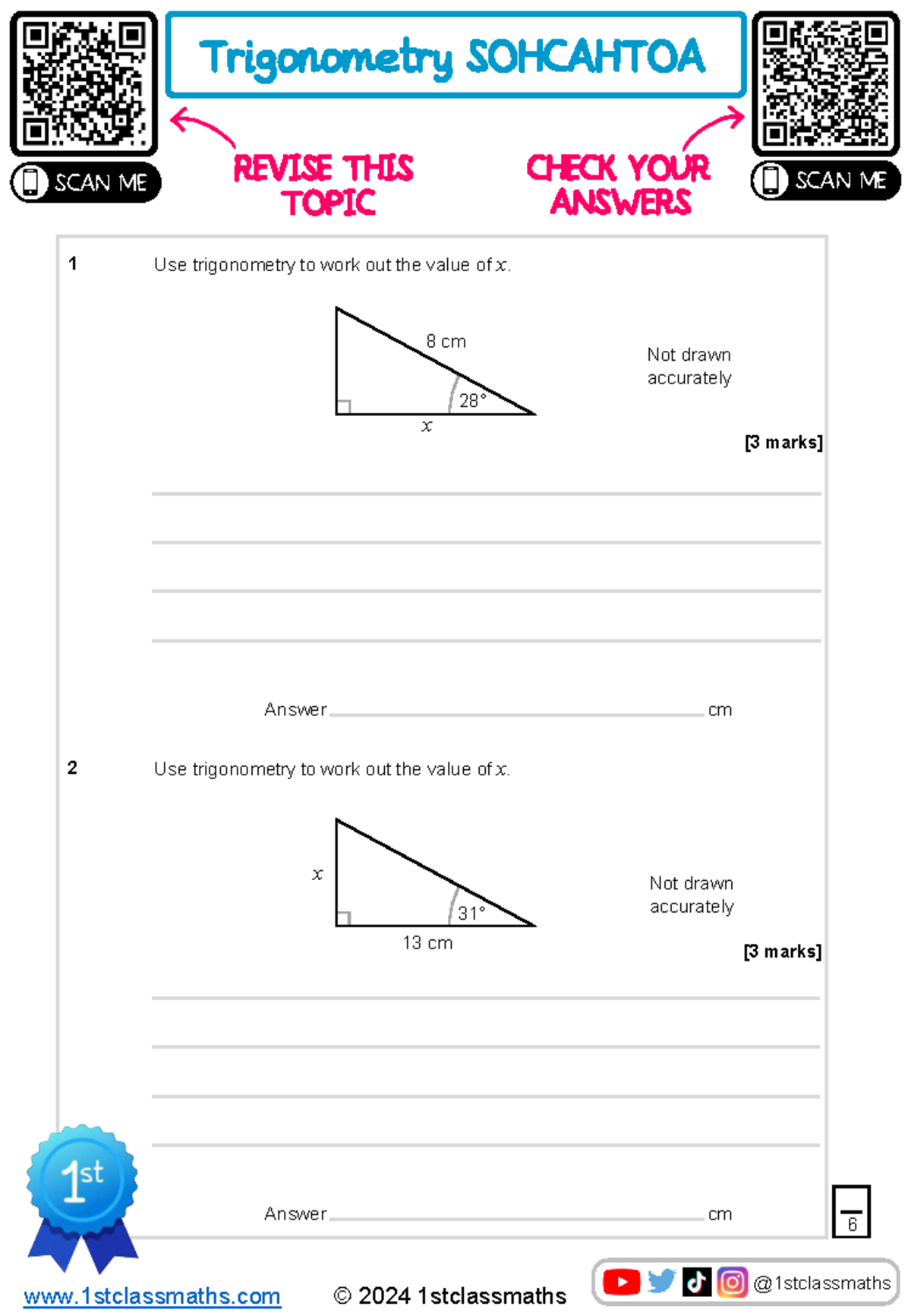 Trigonometry SOHCAHTOA Revision Guide 2024 1stclassmaths - Studocu