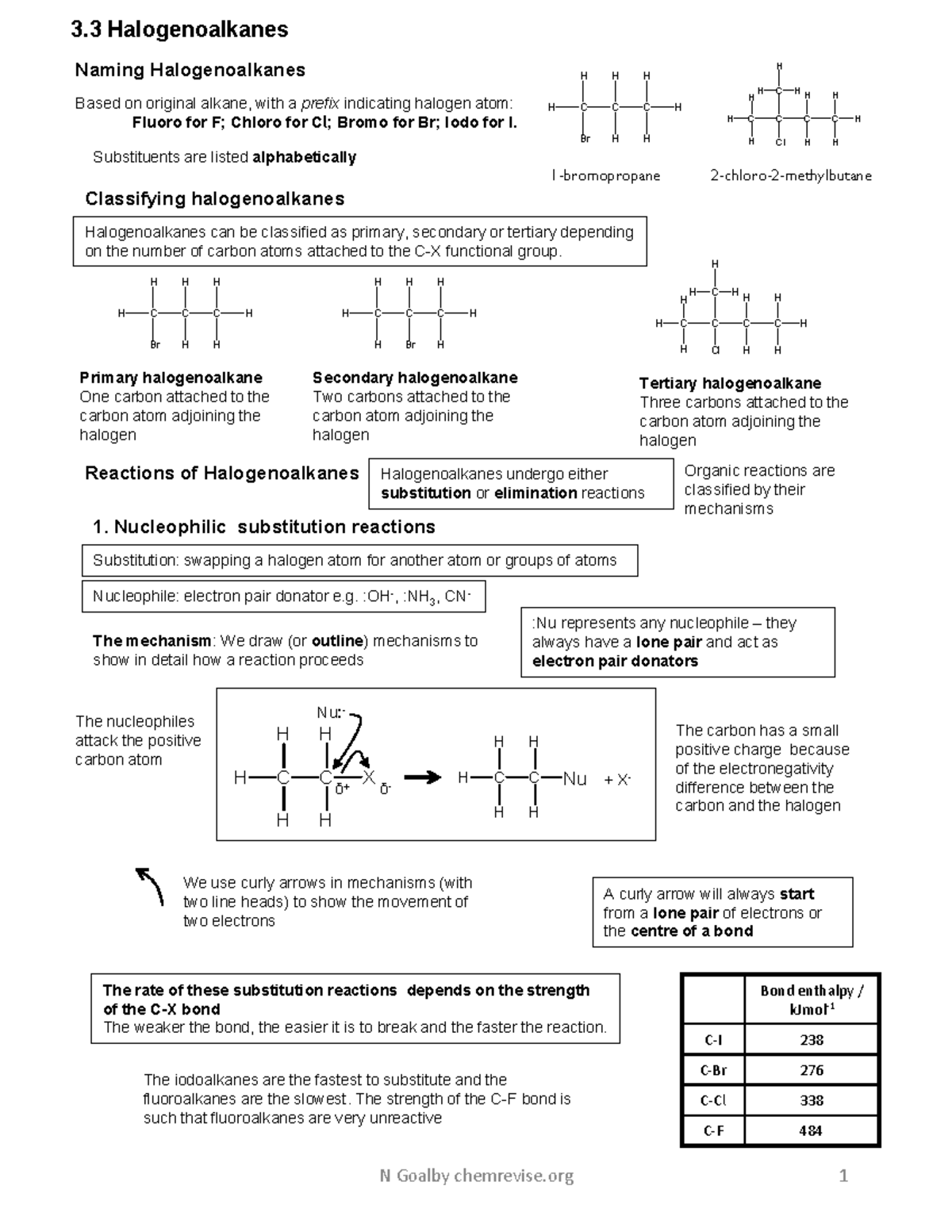 3.3 Halogenoalkanes: Naming, Classification, and Reactions - Studocu