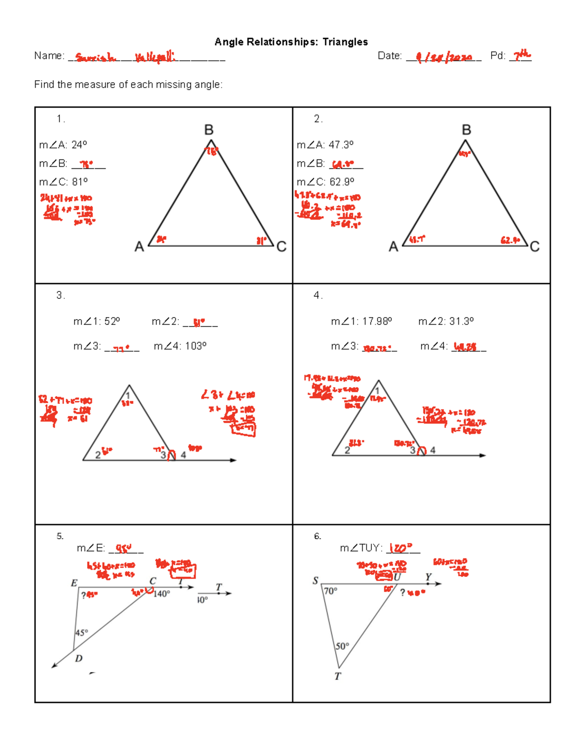 Angle Relationships - Triangles - Angle RelaWionships: Triangles NDPH ...
