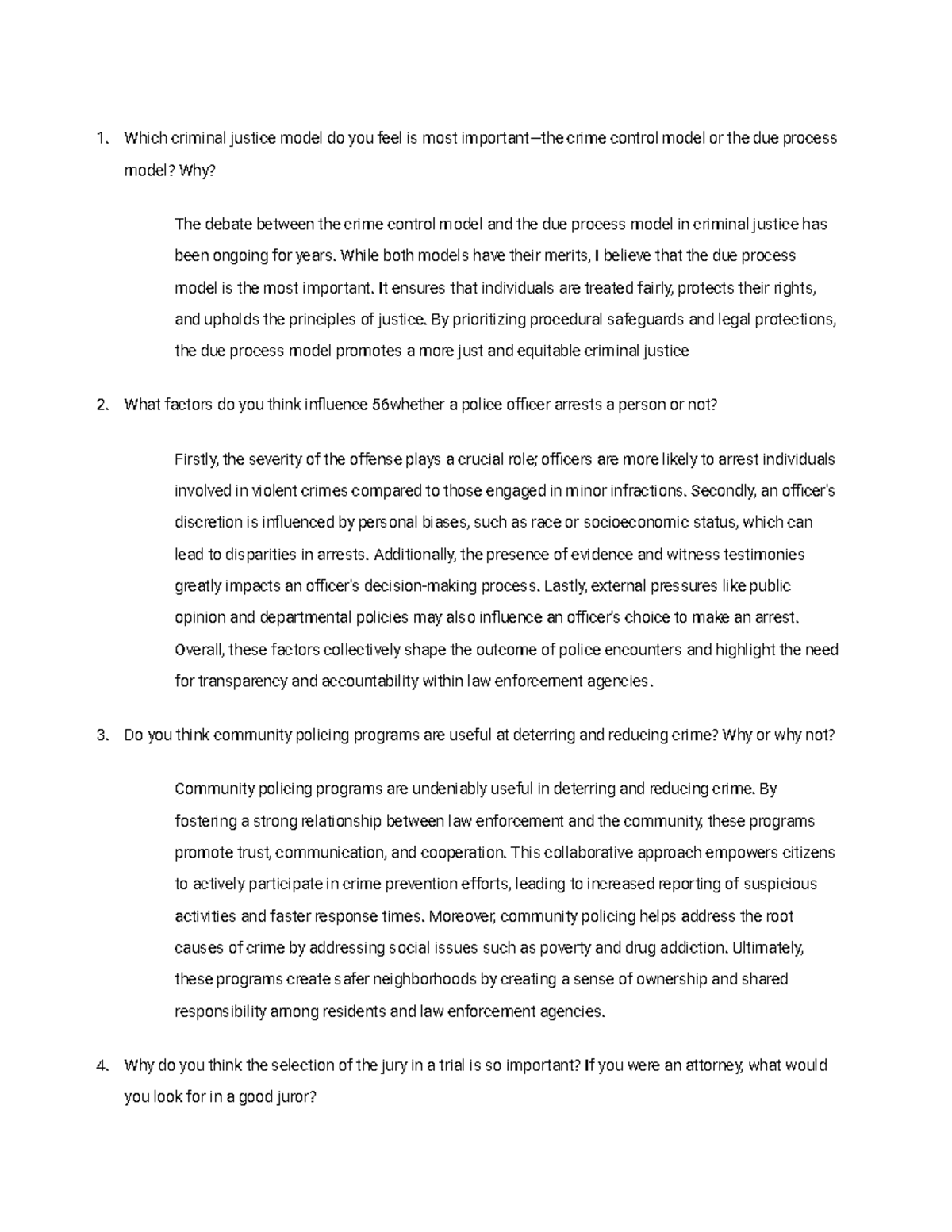 Unit 7 Critical Thinking Questions on Criminal Justice Ethics - Studocu