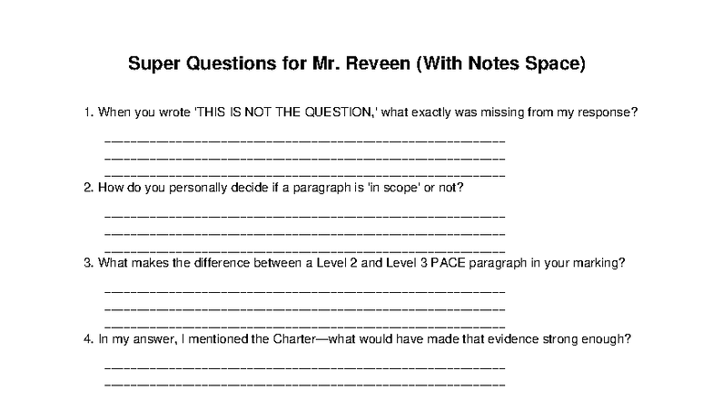 Super Questions for Mr. Reveen: Notes & Insights on PACE Paragraphs ...