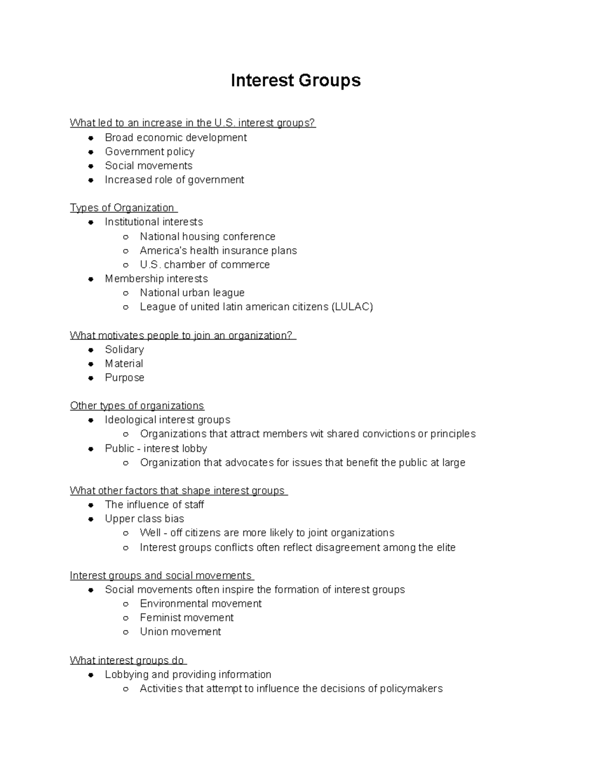 Chapter 11 AP - Interest Groups What led to an increase in the U ...