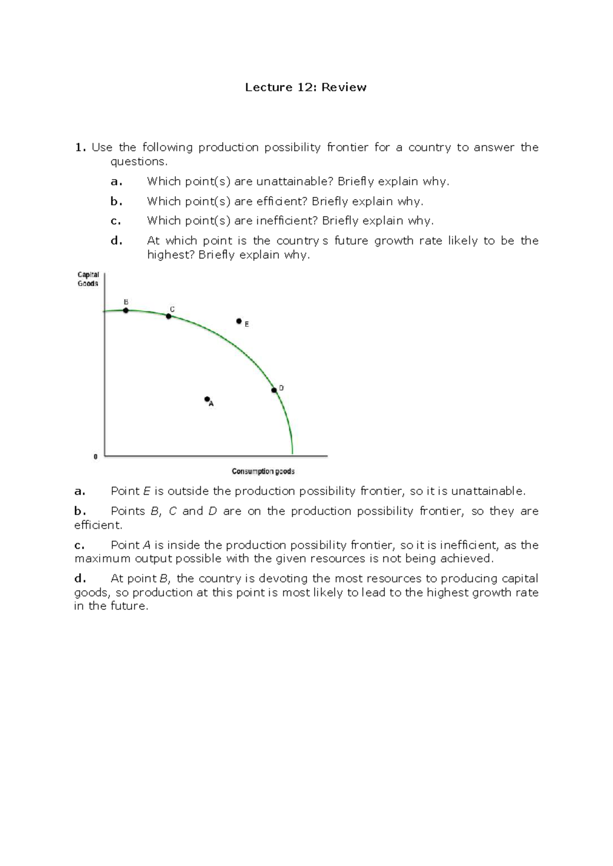 Lecture 12 Part B: Production Possibility Frontier & Economic Policies ...