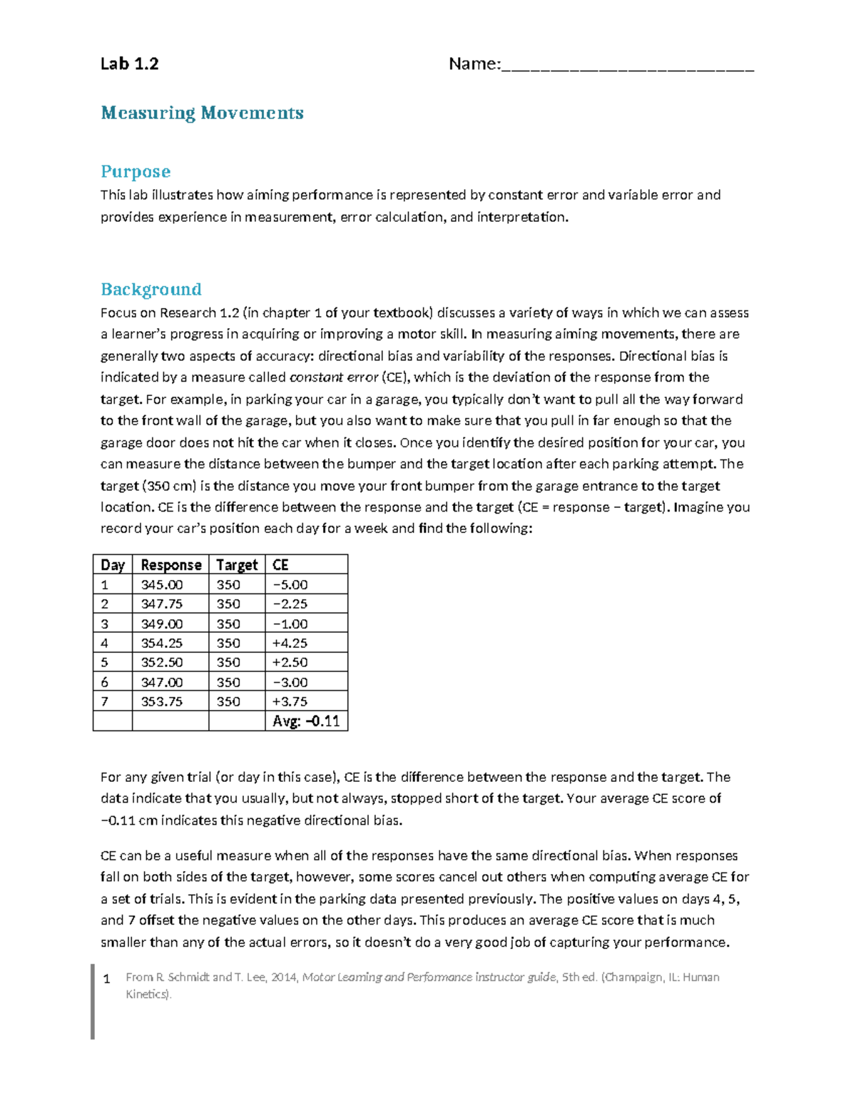 Lab 1.2 - Measuring Aiming Movements: CE & VE Analysis - Studocu
