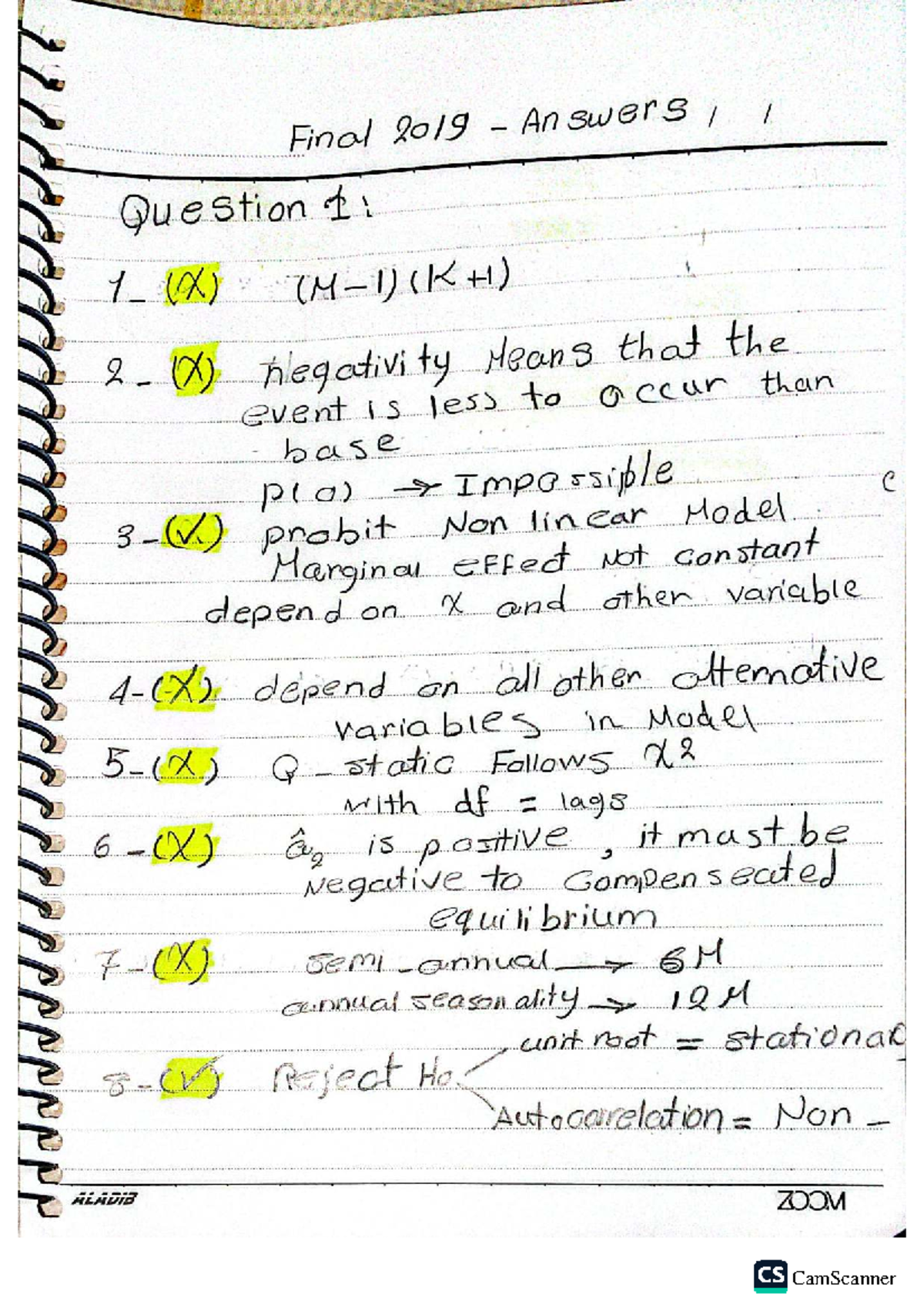 Final Exam 2019 Answers: Econometrics & Logit Model Analysis - Studocu