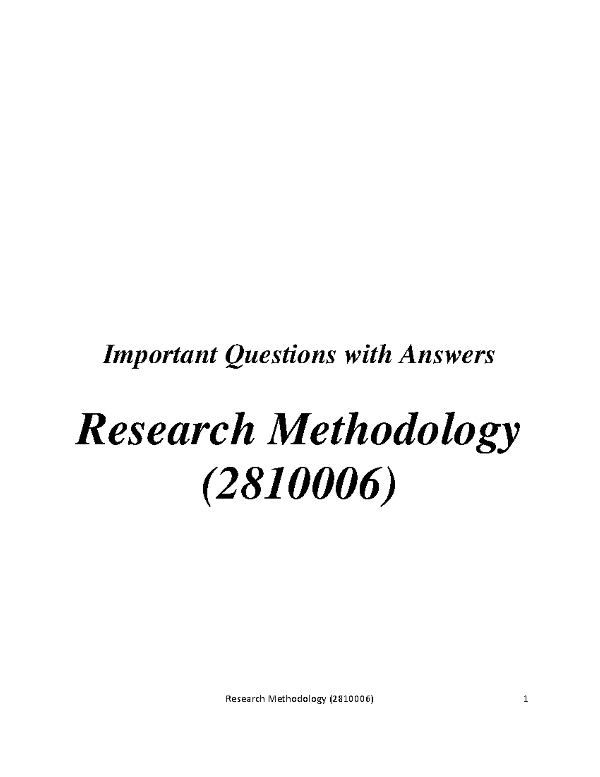 Business research method - Important Questions with Answers Research ...