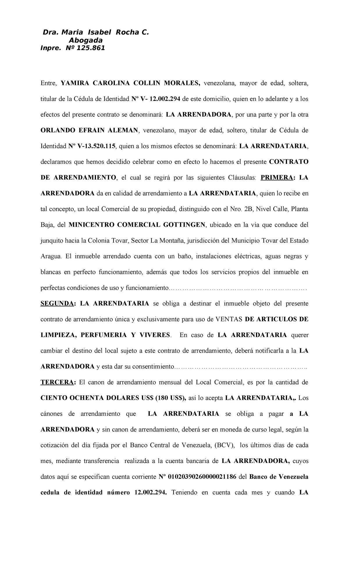 Arrendamiento Yamira 2021 2 - Dra. Maria Isabel Rocha C. Abogada Inpre ...