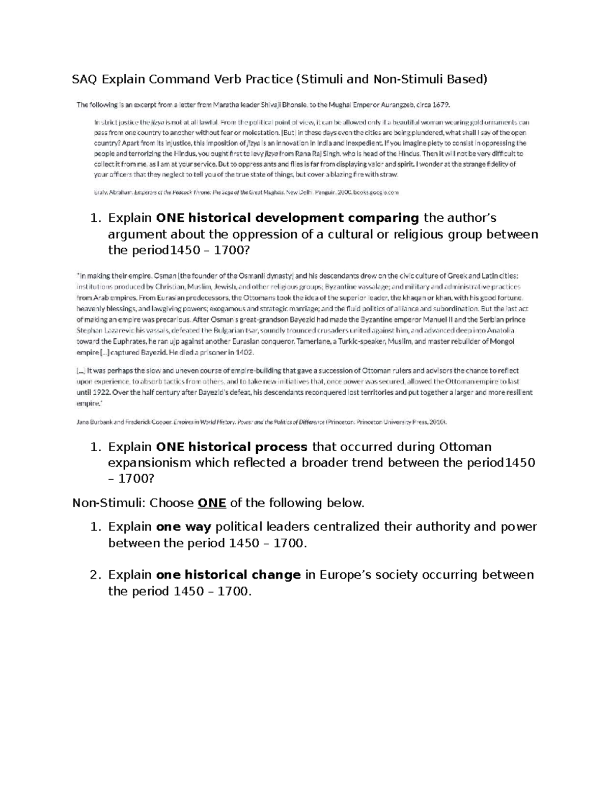 SAQ Explain Command Verb Practice - Explain ONE historical development ...