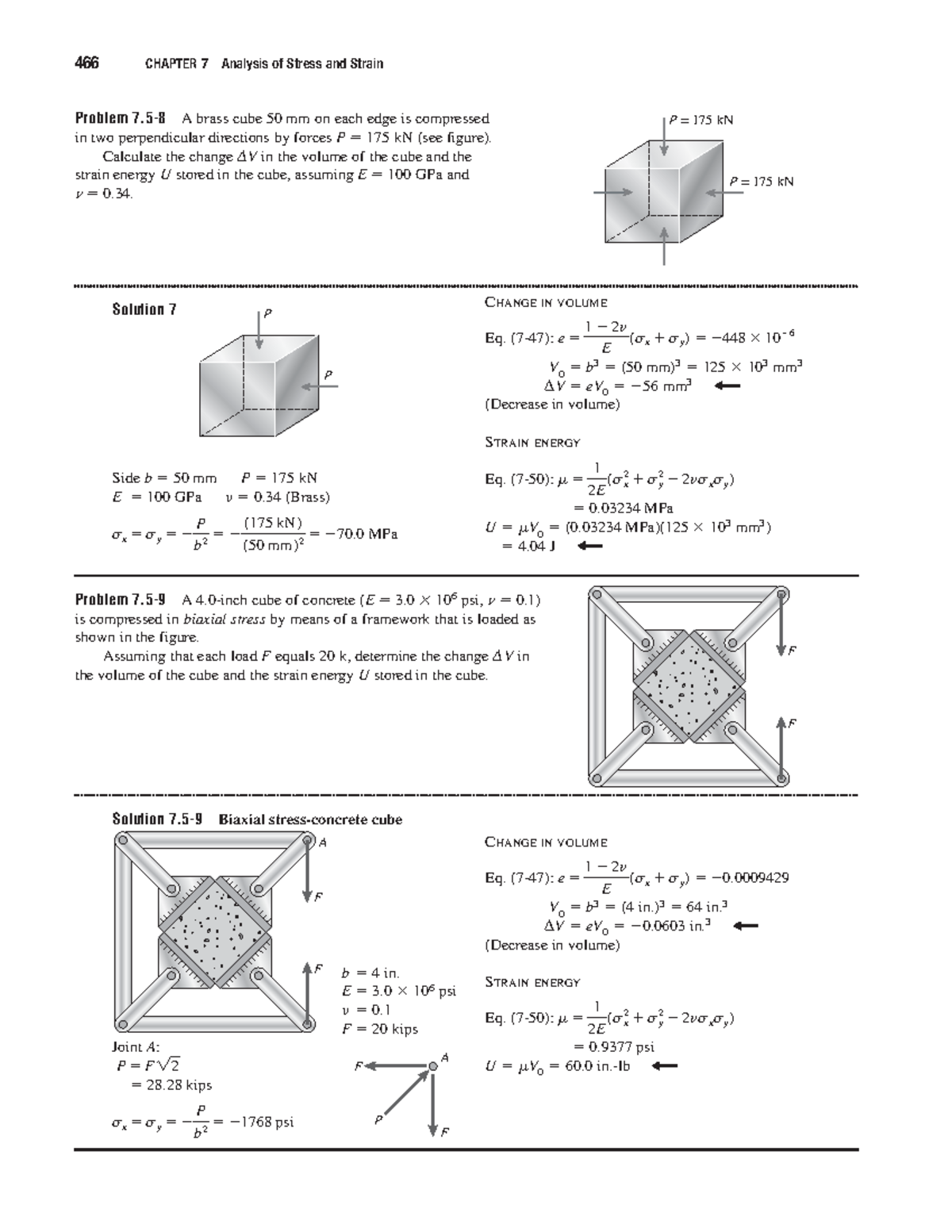 07-04 Chap Gere - gere의 핵심 재료역학brief edition - Problem 7-8 A brass cube ...