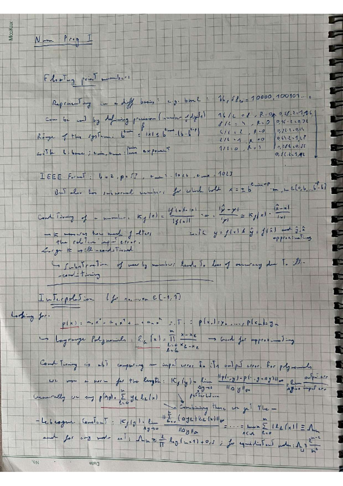 MooKEUK Num Prog I - Summary of Floating Point Representation and Error ...