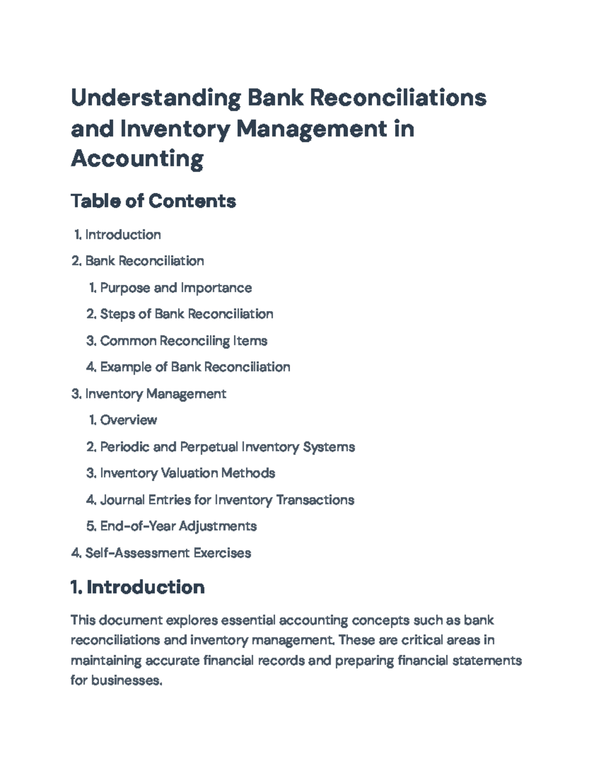 Bank Reconciliation & Inventory Management Overview - ACC 101 Final ...