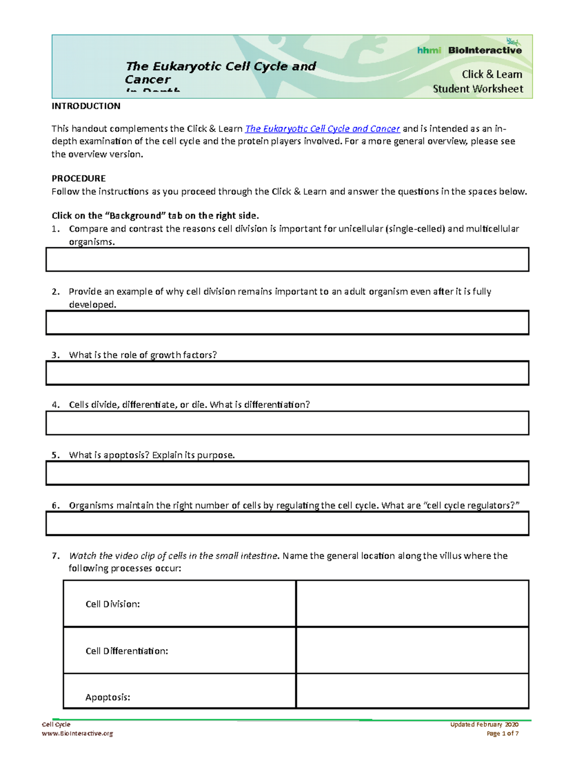 HHMI Eukaryotic Cell Cycle & Cancer Study Guide - Studocu