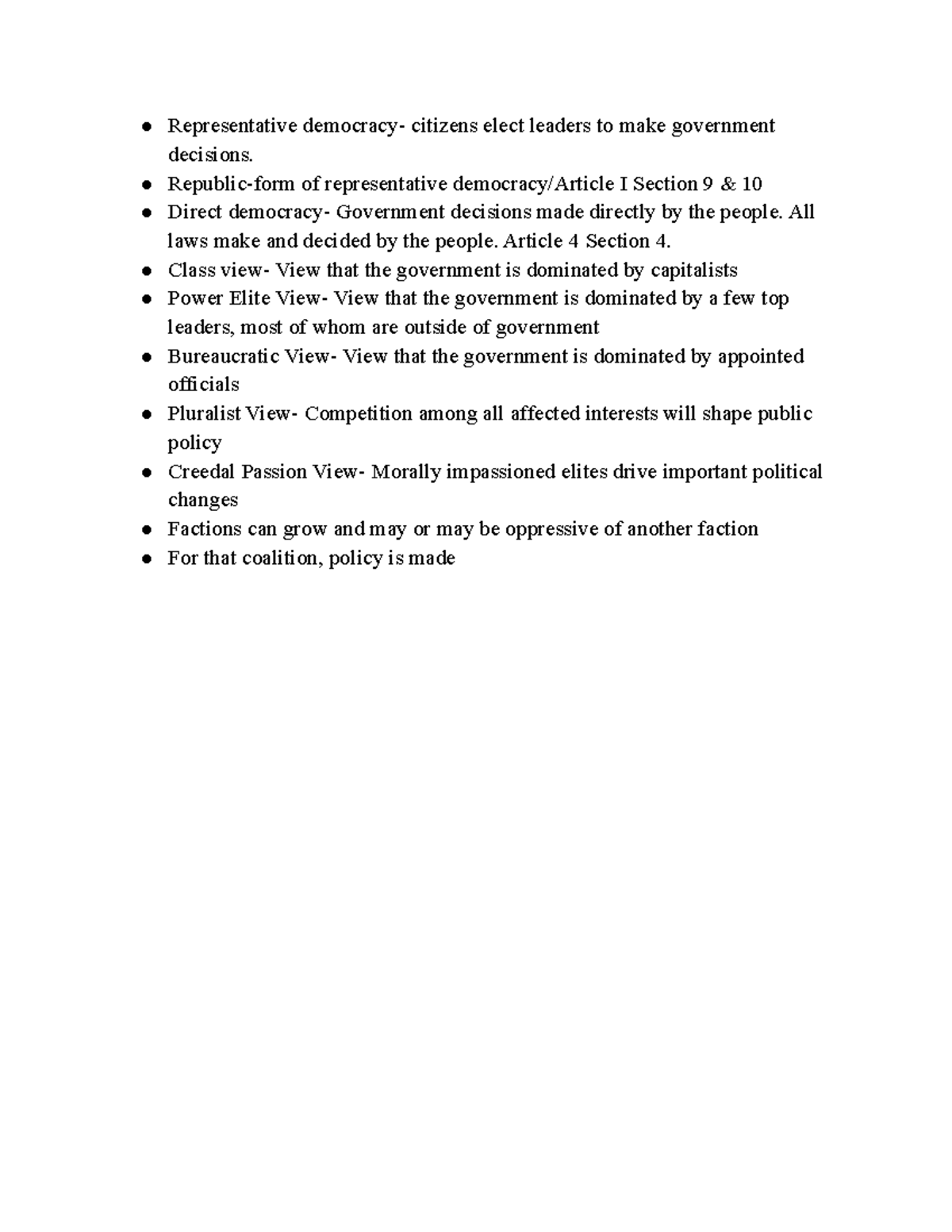 Gov. Notes - Understanding Democratic Structures and Views - Studocu