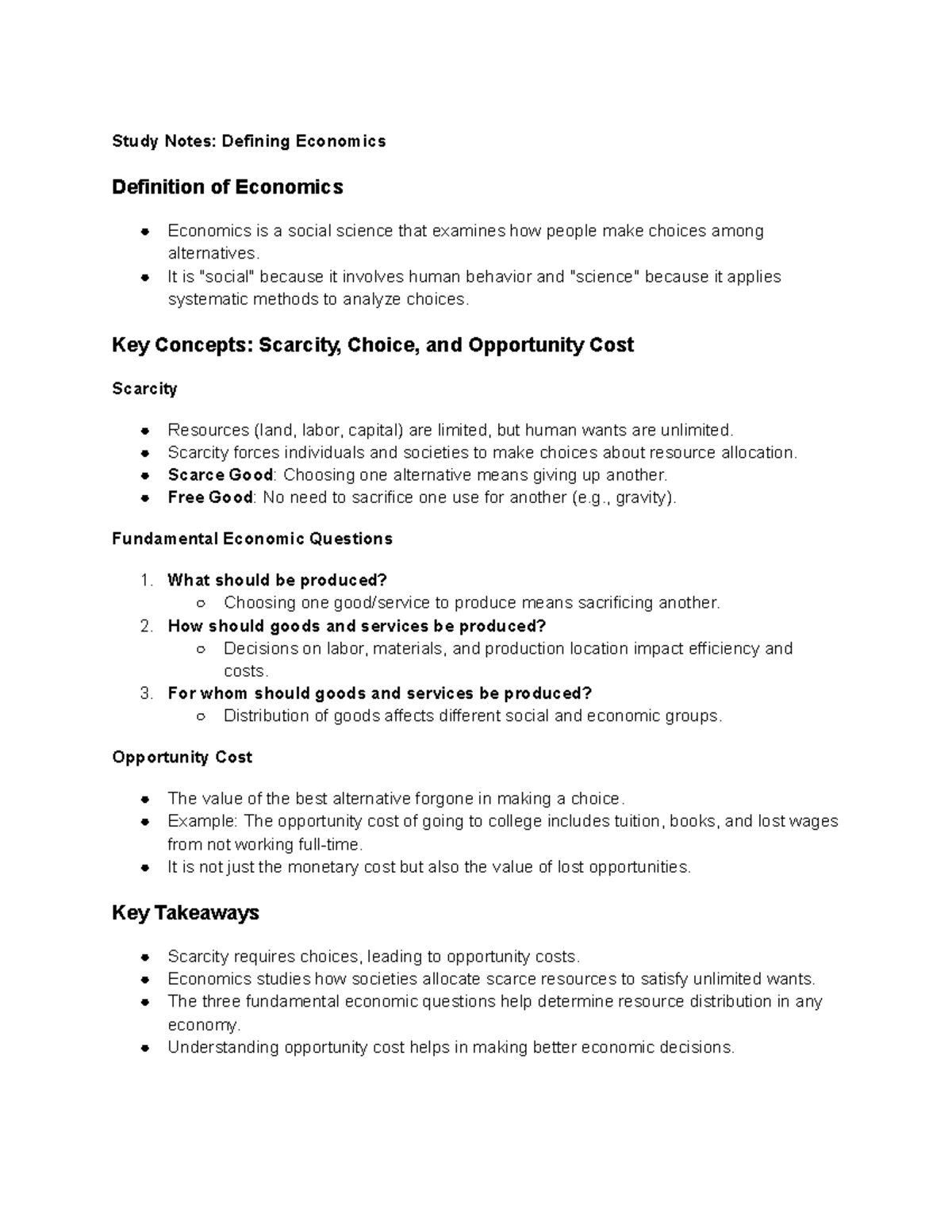 Econnotes - Economics Study Notes: Key Concepts and Definitions - Studocu