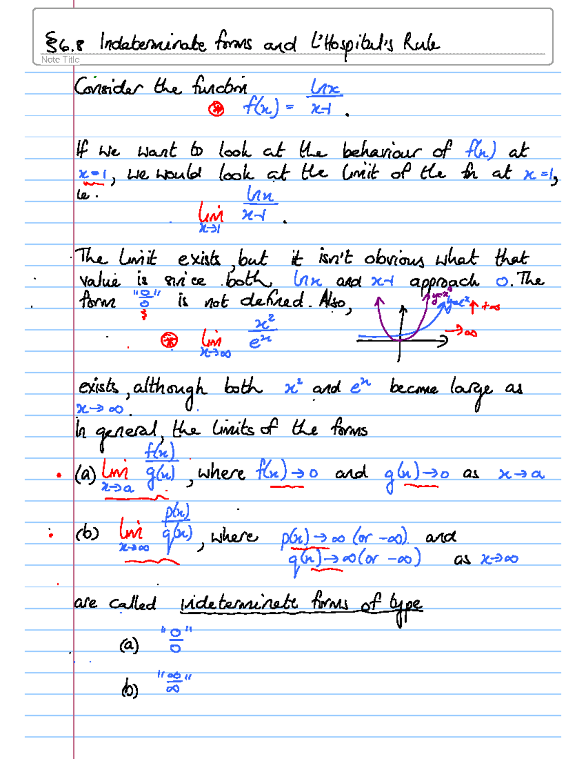 Indeterminate Forms and L'Hospital's Rule Notes (MATH 101) - Studocu
