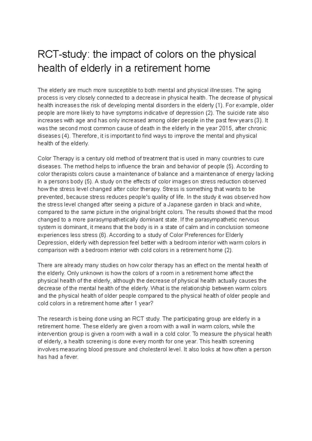 RCT Study on Color Effects on Elderly Health in Retirement Homes ...