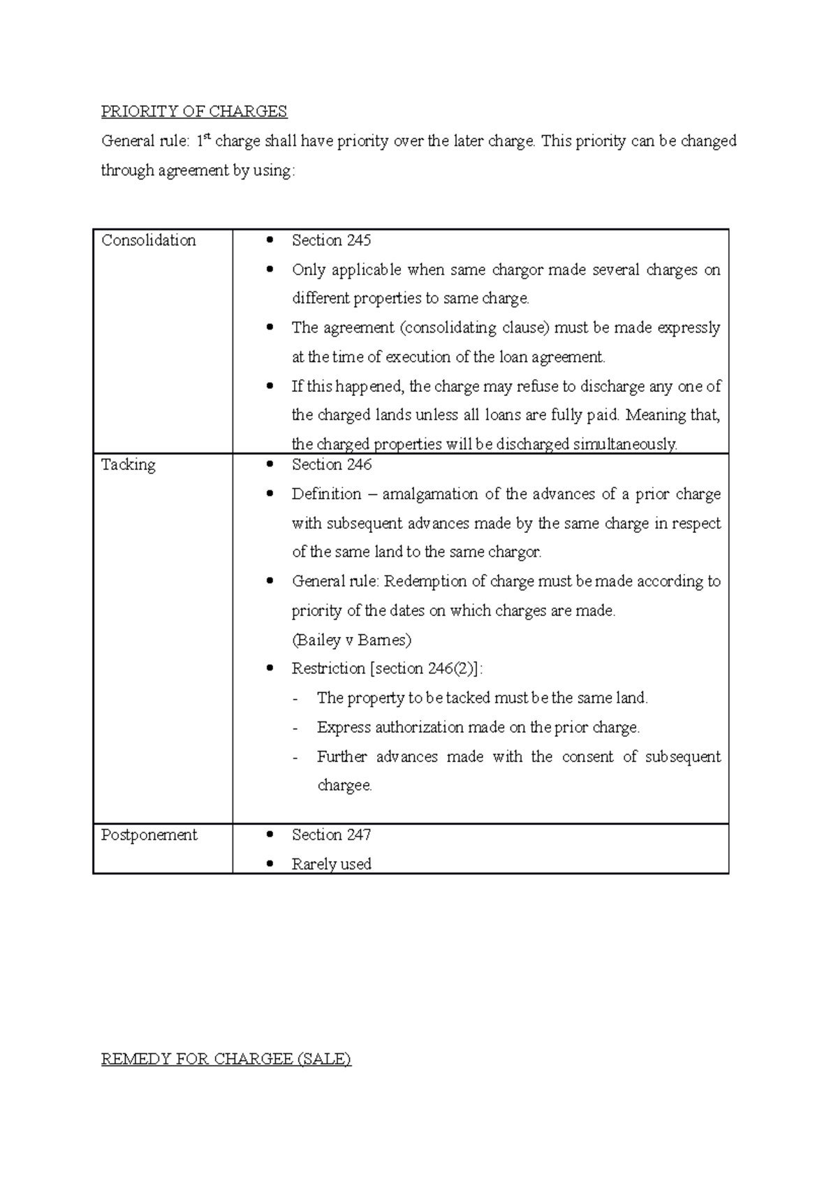Charge - PRIORITY OF CHARGES General rule: 1st charge shall have ...
