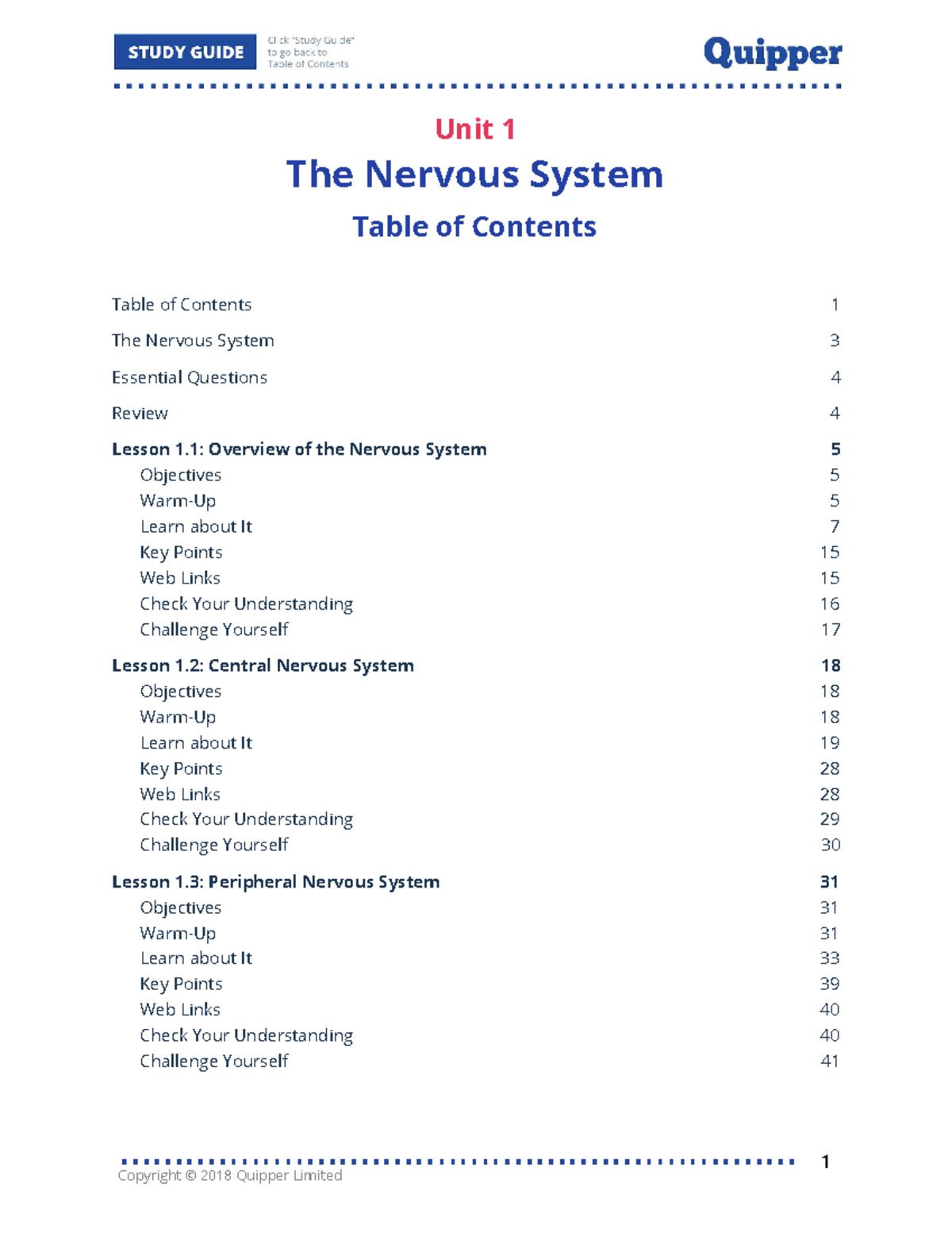 Science-10-A1-The-Nervous-System-1 - The Nervous System - Unit Table of ...