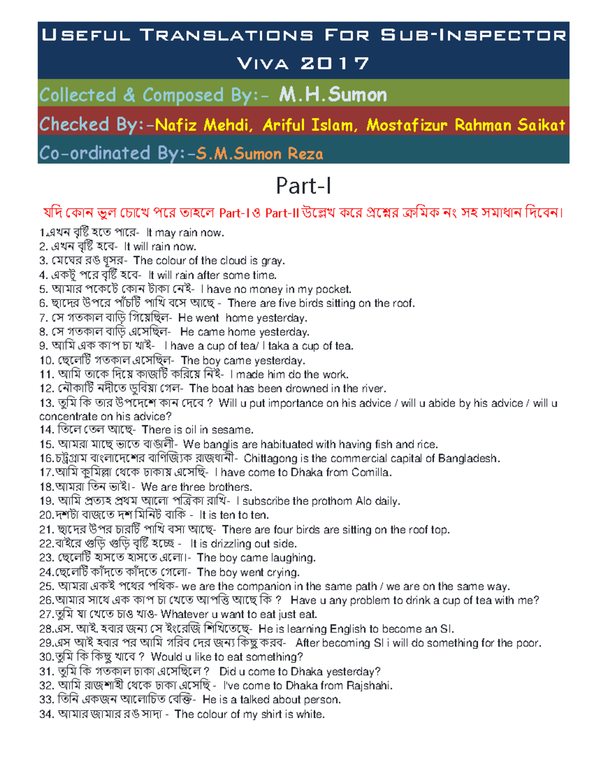 369 Translations for Sub-Inspector Viva 2017 - M.H. Sumon - Studocu
