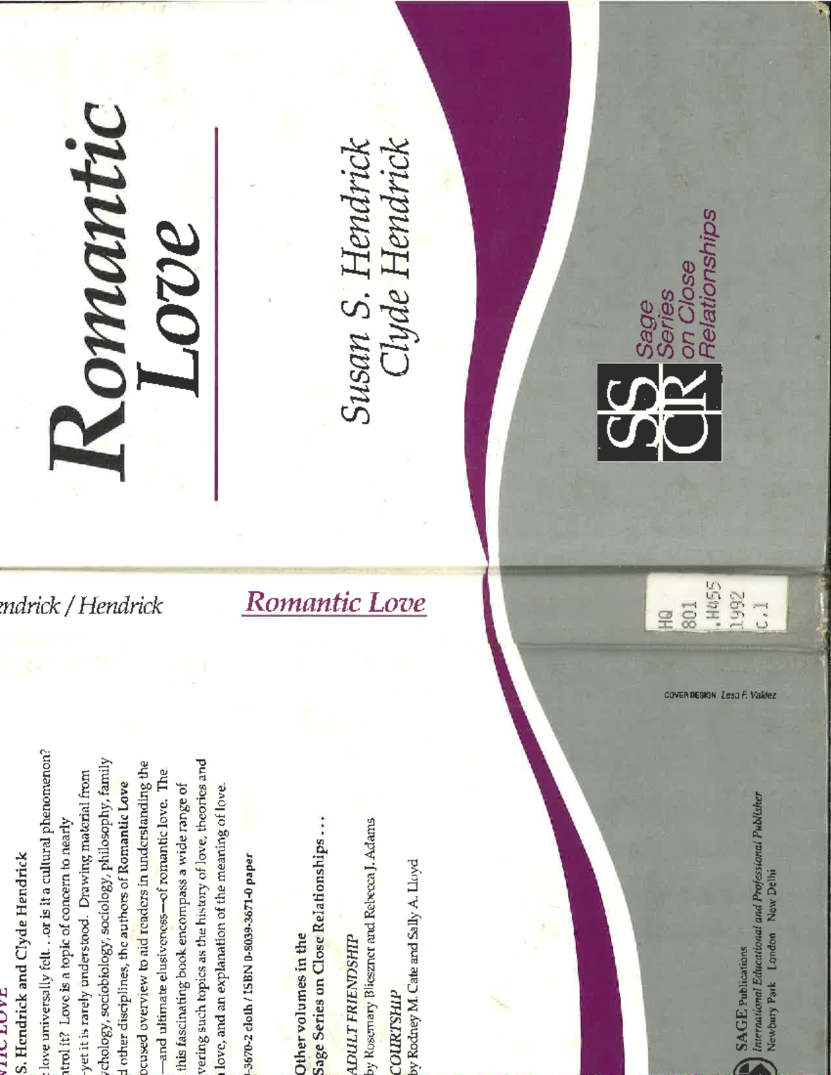 H. Hendrick & C. Hendrick - Romantic Love: Chapters 1 & 2 Overview ...