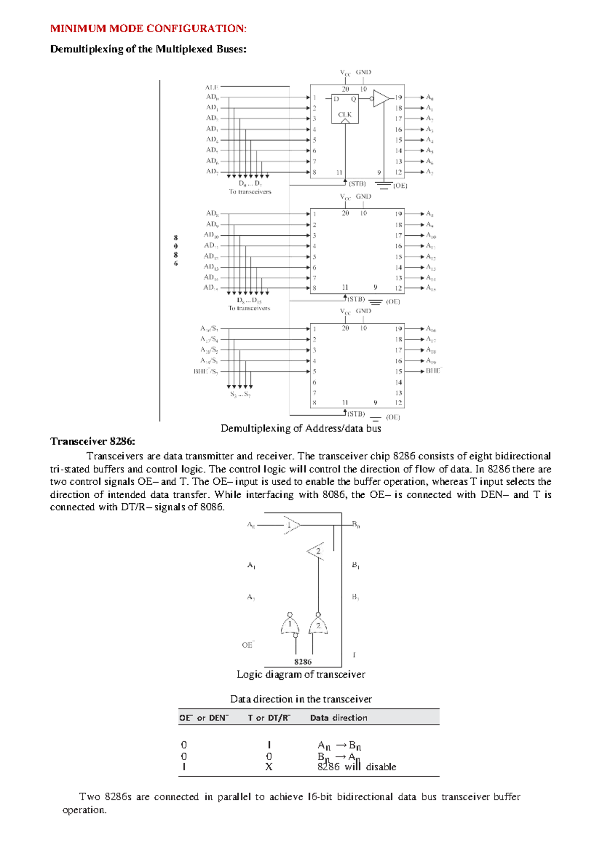 Minimum Mode Configuration: Demultiplexing & Interfacing of 8086 - Studocu