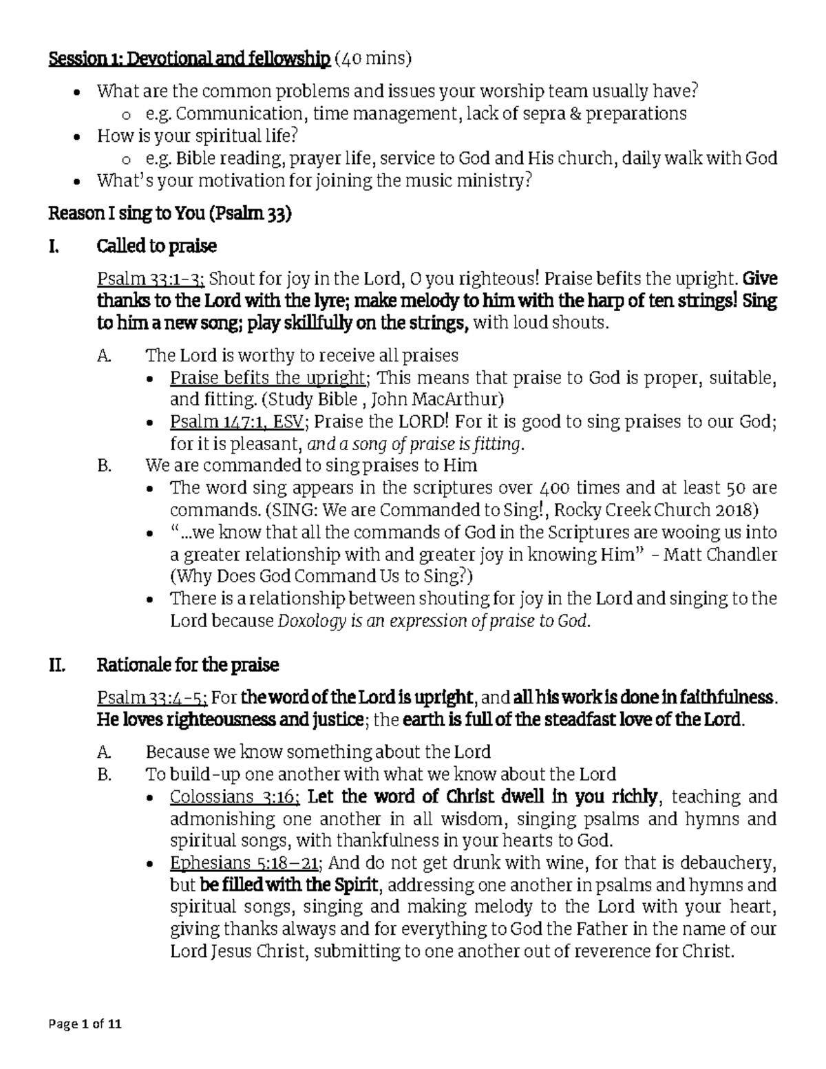 Music Clinic Module: Bass Techniques & Worship Leadership (Session 1 ...