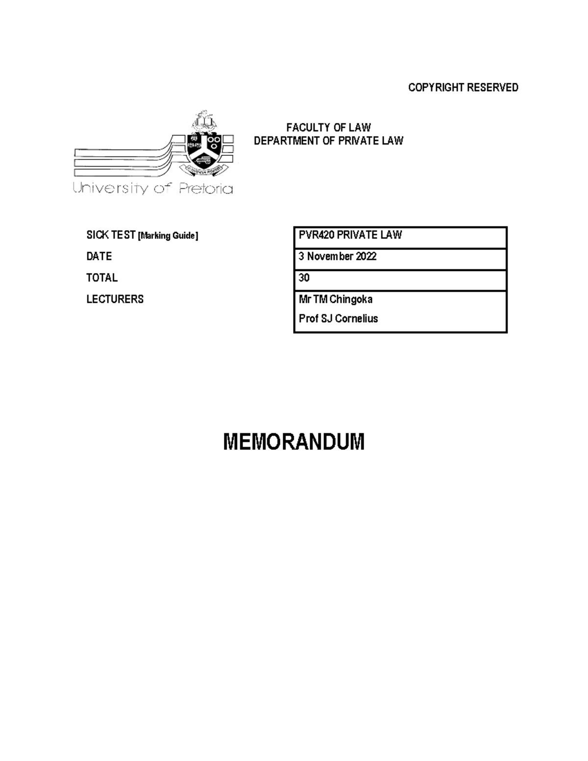 PVR420 Sick Test Marking Guide - Estoppel & Enrichment Actions - Studocu