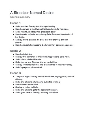 A Streetcar Named Desire: Scenes Summary & Character Analysis Notes ...