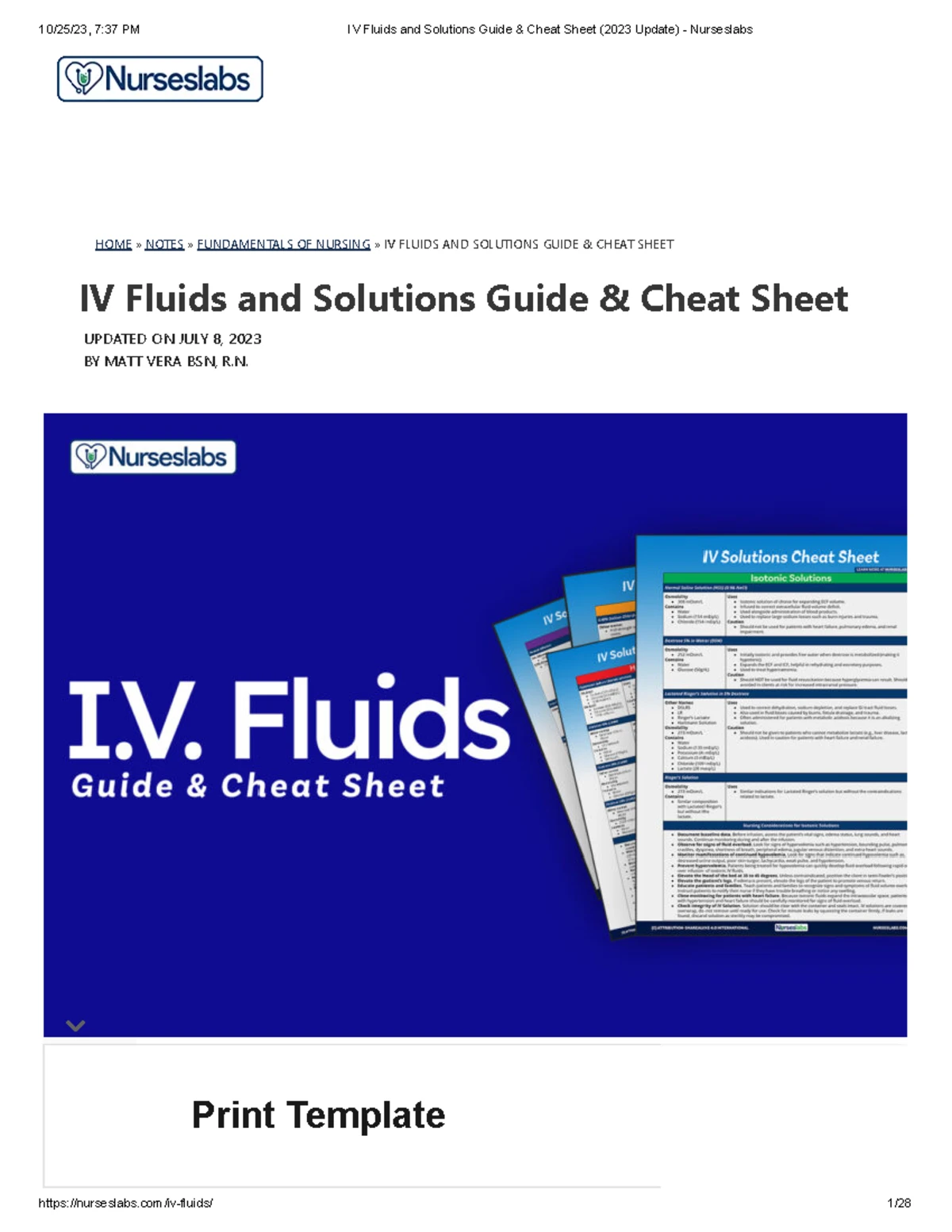 IV Fluids and Solutions Guide & Cheat Sheet (2023 Update) - Nurseslabs ...