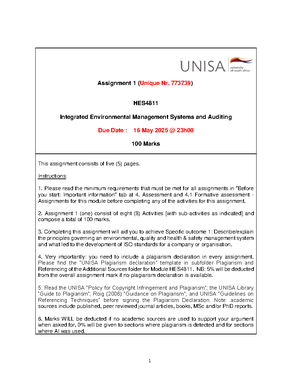 ENL4801 Assignment 1: Environmental Ethics & Justice Overview - Studocu