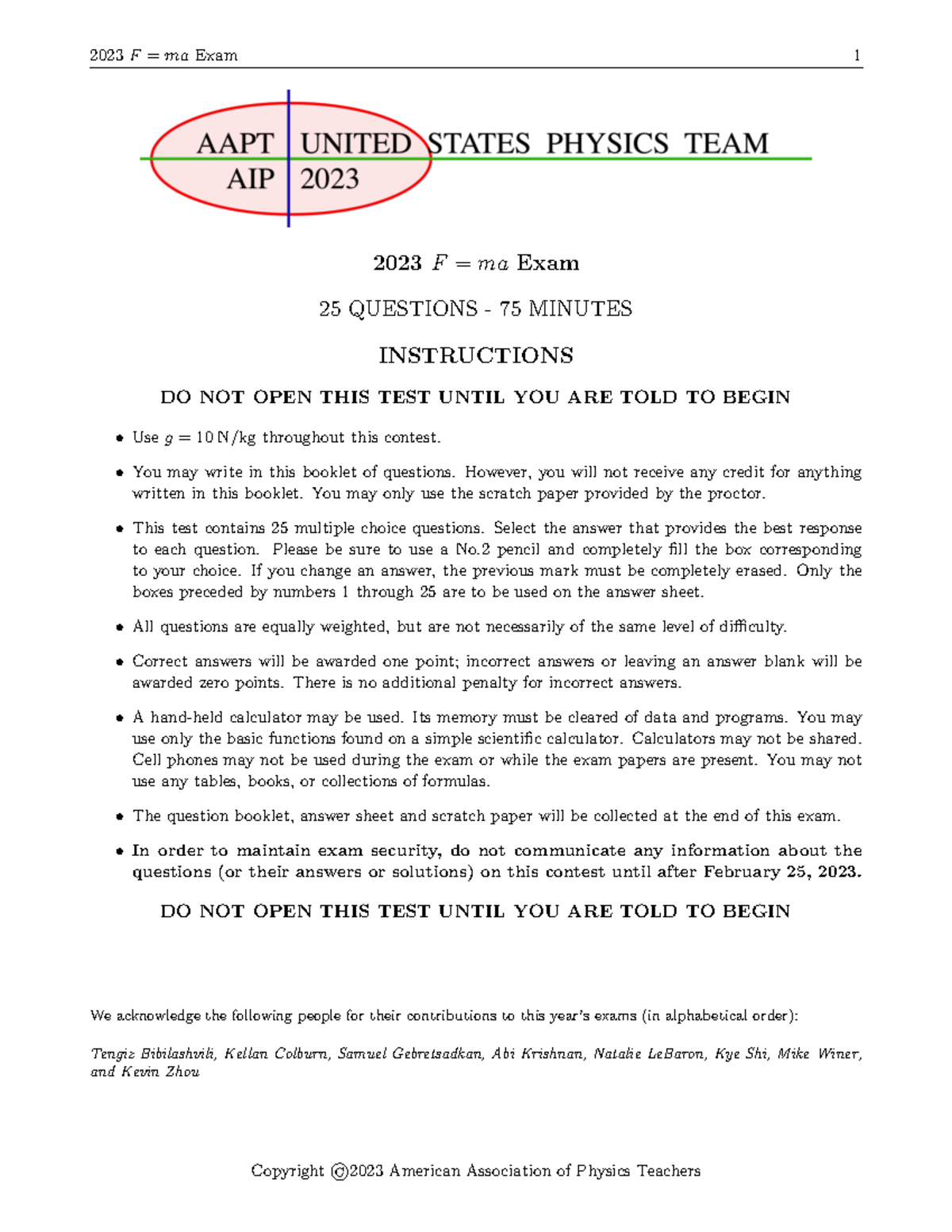 F ma 2023 Final Exam Solutions: Practice Questions & Answers - Studocu