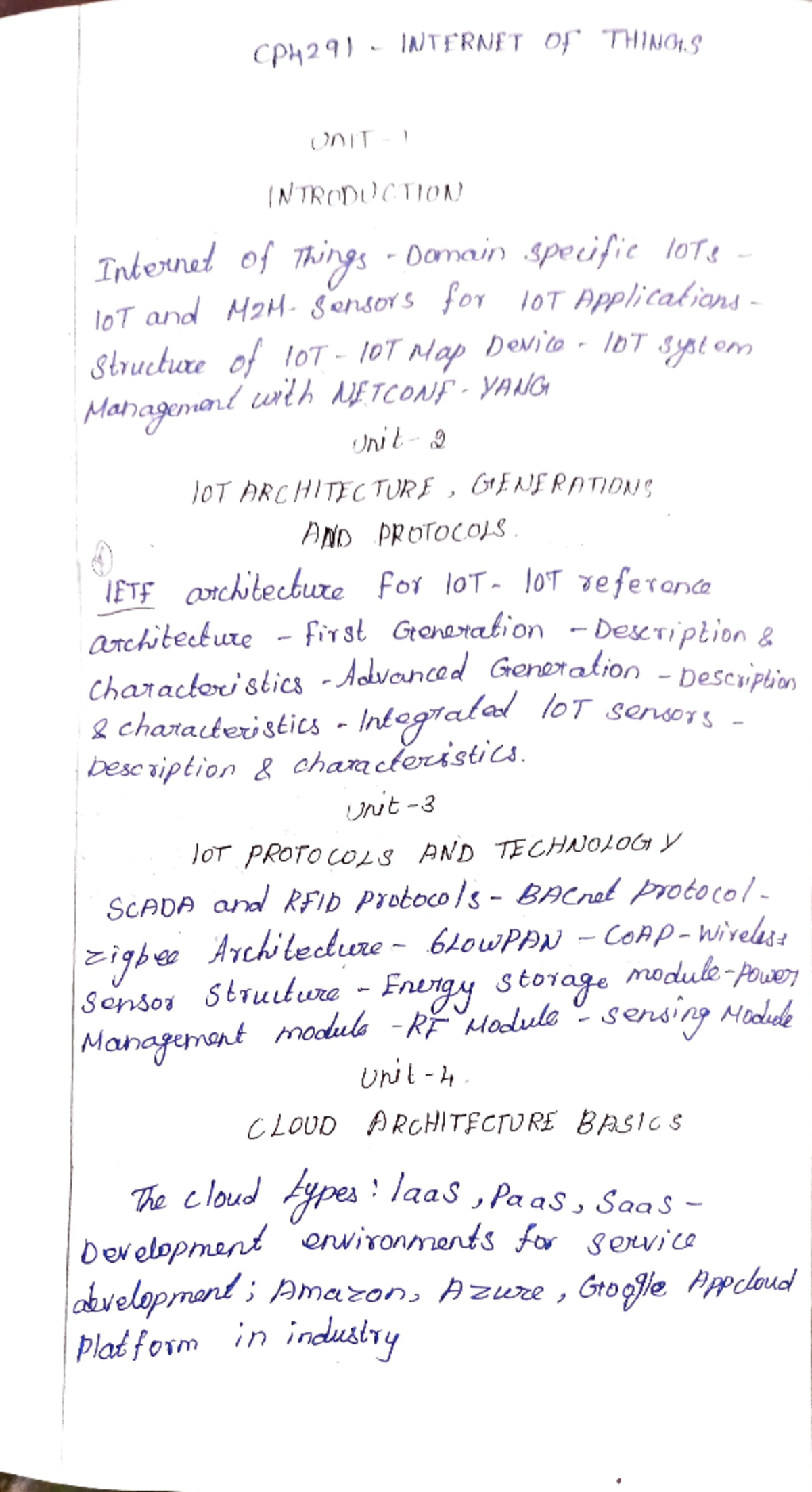 IoT CP4291 Unit 1: Introduction to Internet of Things Concepts - Studocu