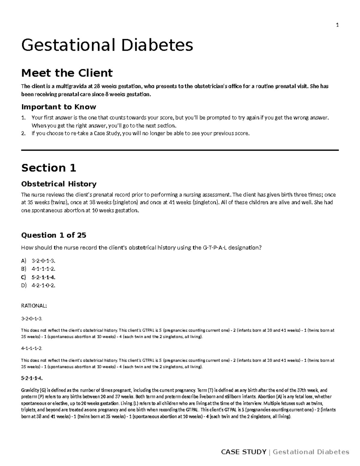 Case Study: Gestational Diabetes Management (NUR 101) - Studocu