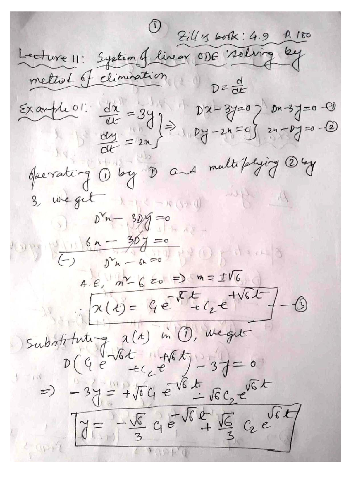 Mat 350 Lecture 11: Solving Systems of Linear ODEs - Studocu