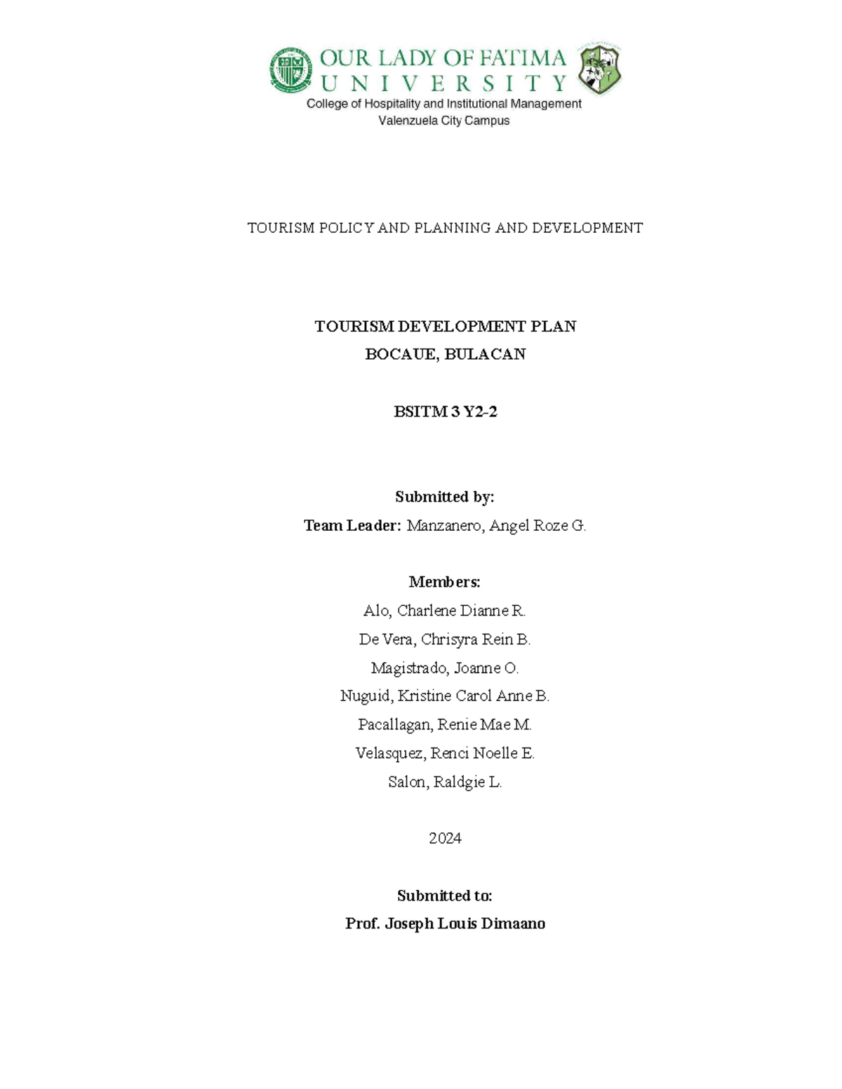 TPPD 2024: Tourism Development Plan for Bocaue, Bulacan - Studocu