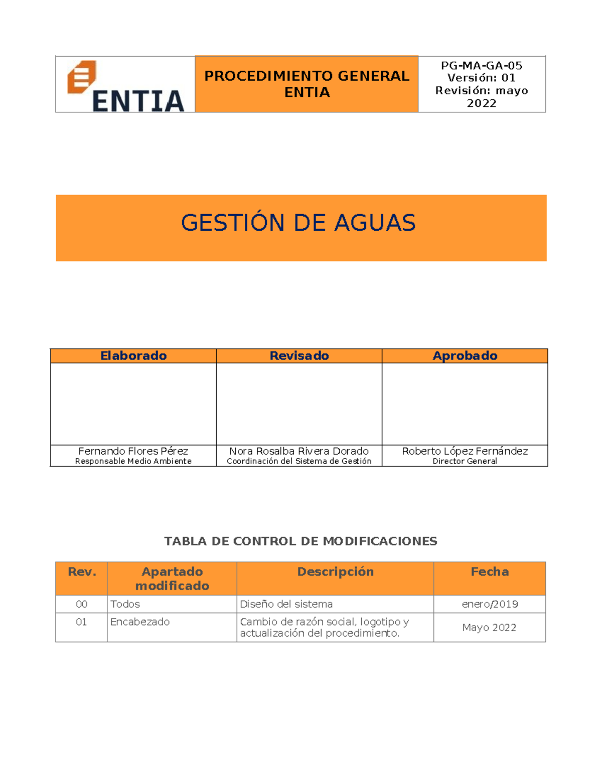05 PG-MA-GA Gestion DE Aguas - GESTIÓN DE AGUAS PROCEDIMIENTO GENERAL ...