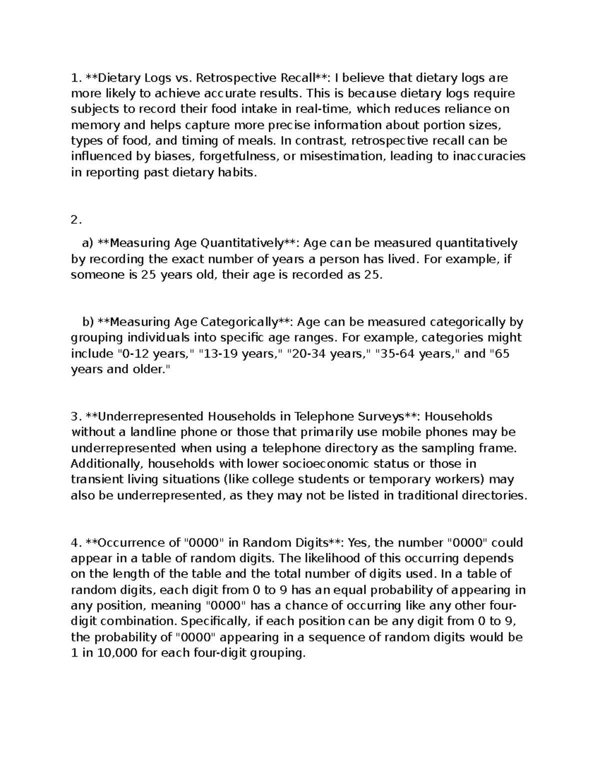 Biostatistics Quiz 4 Answers and Key Concepts Review - Studocu