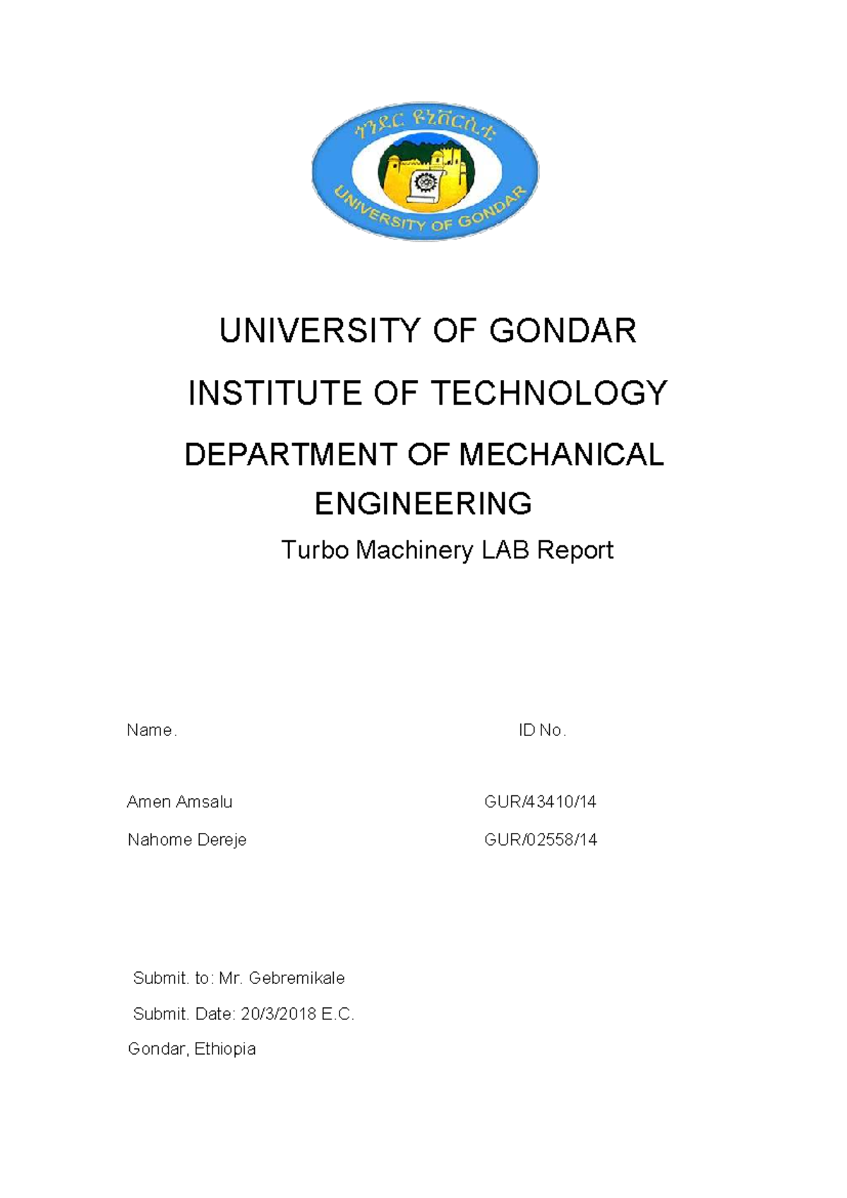 MECH 301: Turbo Machinery Lab Report on Pump Characteristics - Studocu